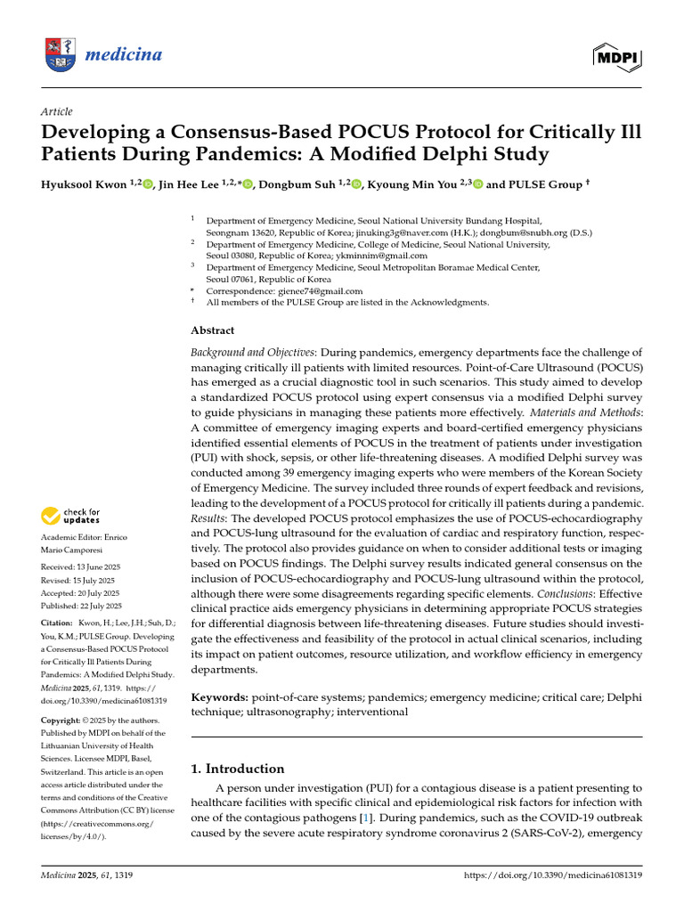 POCUS Protocol for Critically Ill Patients | PDF | Echocardiography ...