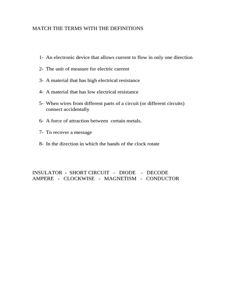 Match Terms to Definitions Guide | PDF