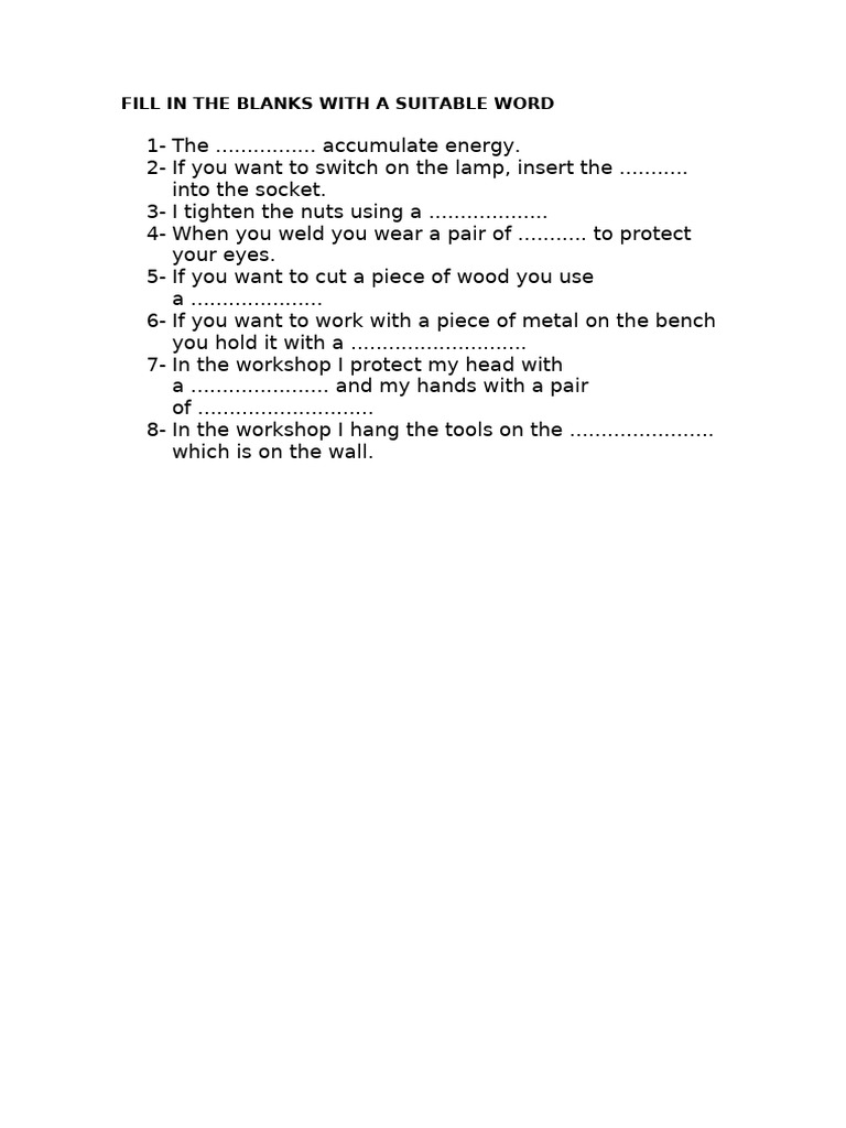 Fill in The Blanks With A Suitable Word | PDF