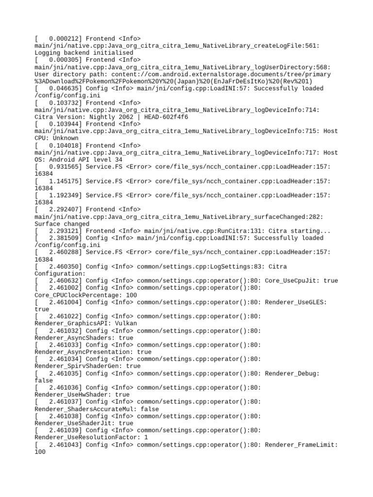 Citra Log - Txt.old | PDF | Operating System Technology | Computer Science