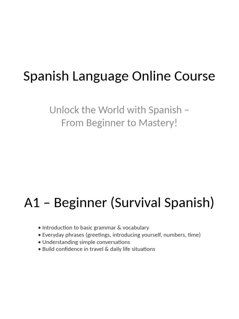 Comprehensive Online Spanish Course | PDF
