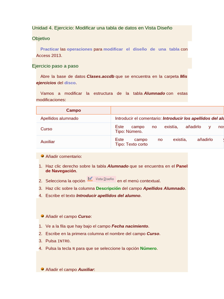 EJERCICIO Unidad 4. Ejercicio. - Modificar Una Tabla de Datos en Vista ...