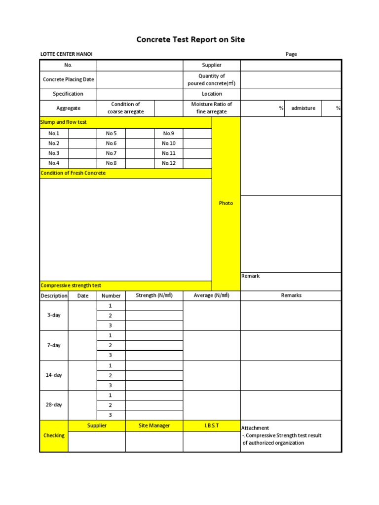 Concrete Test Report On Site: Lotte Center Hanoi | PDF | Industries ...