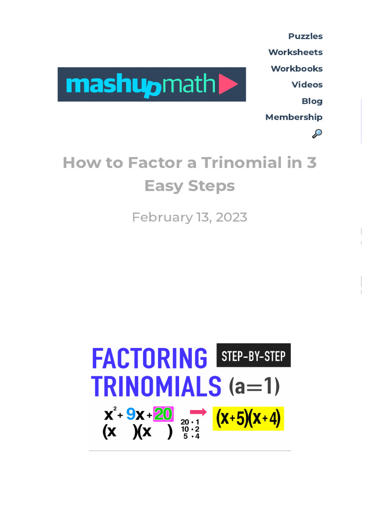 Factor Trinomials in 3 Steps | PDF | Polynomial | Factorization