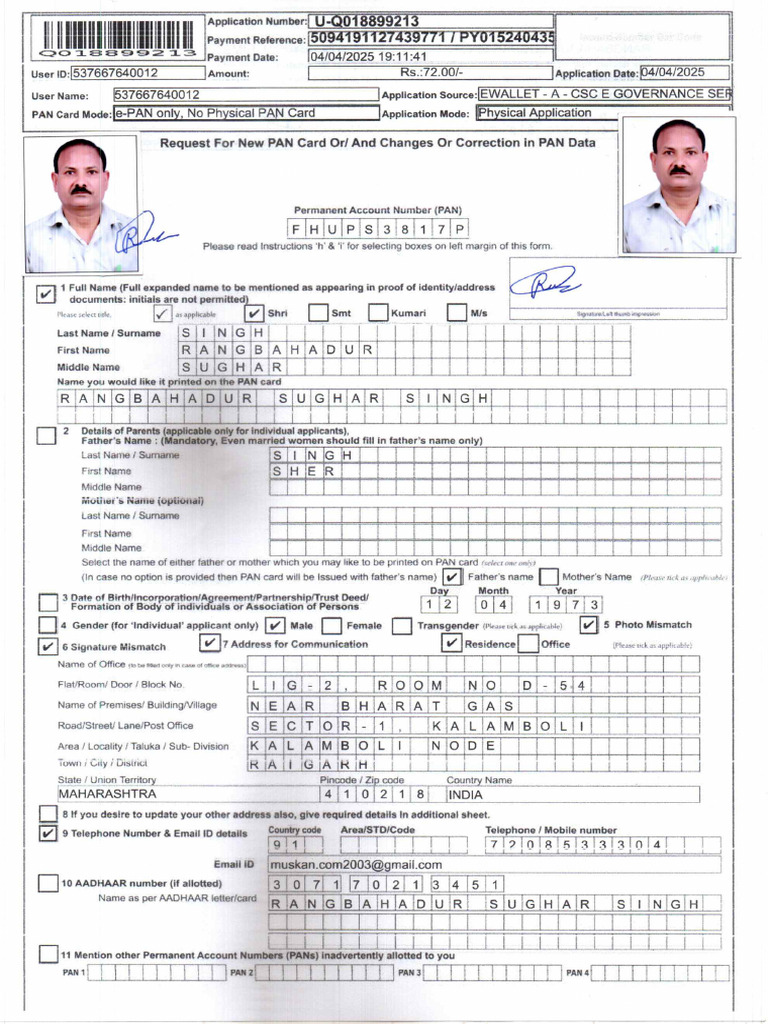 Rangbahadur PAN Form | PDF