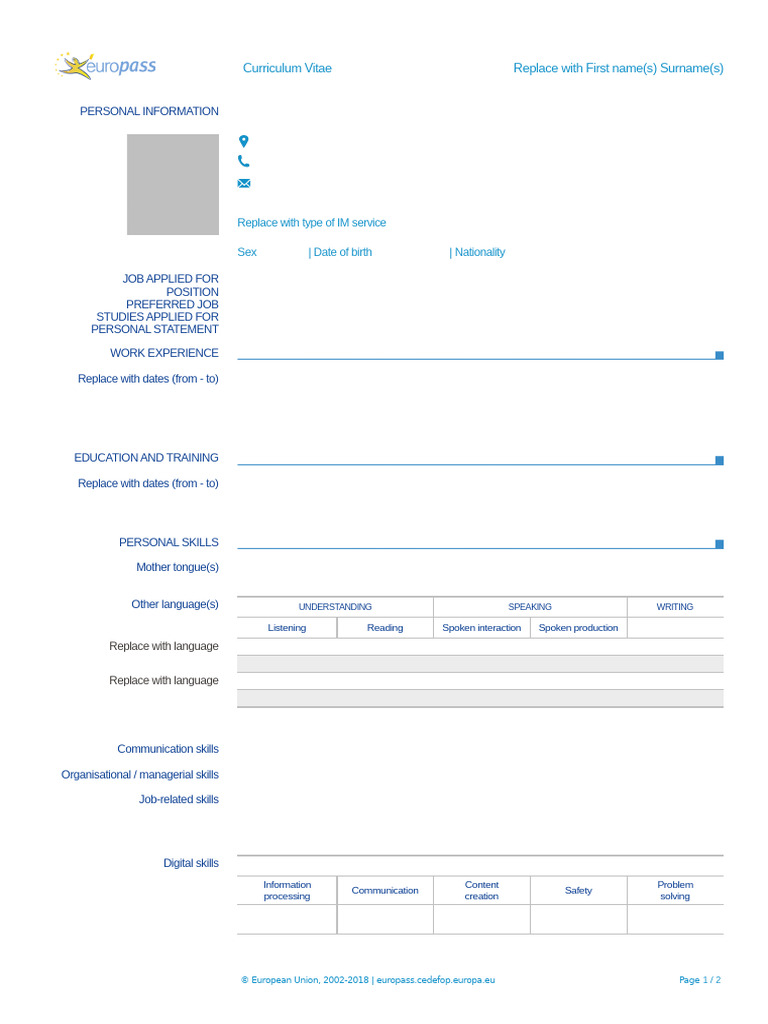Europass CV Template Guide | PDF