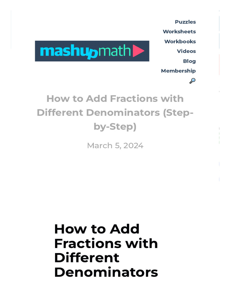 How To Add Fractions With Different Denominators (Step-by-Step ...