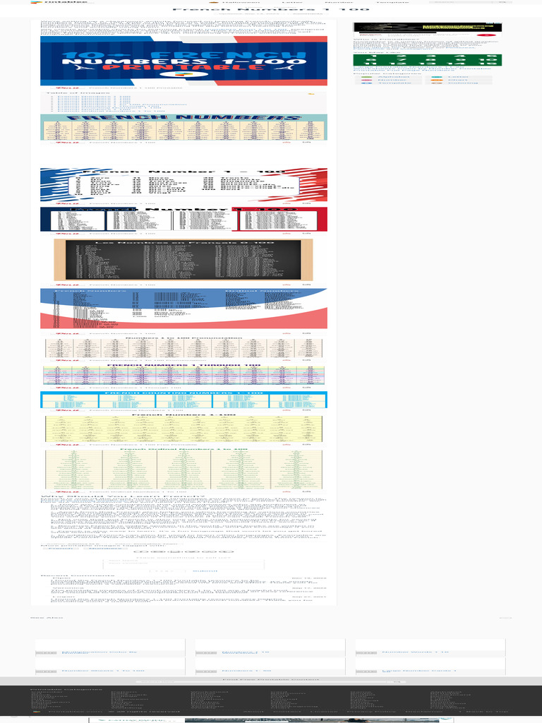 French Numbers 1 100 - 10 Free PDF Printables Printablee | PDF | French ...