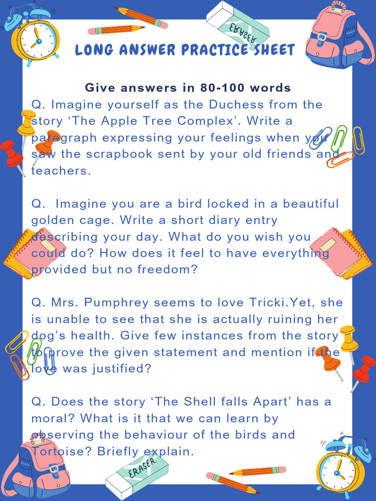 Long Answer Practice Sheet. | PDF