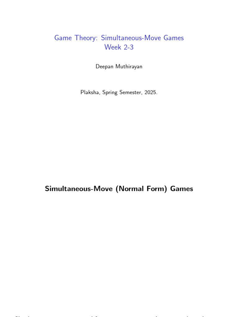 Understanding Simultaneous-Move Games | PDF | Game Theory | Economics ...