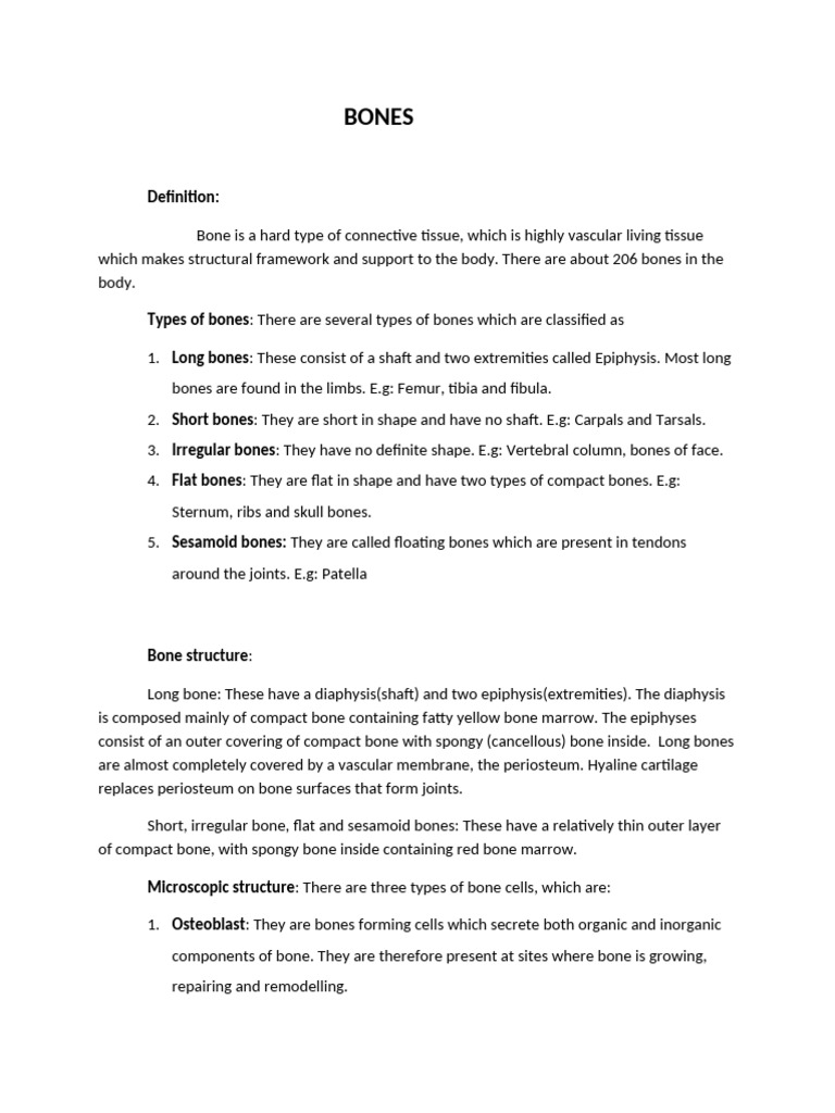 Types and Functions of Human Bones | PDF | Bone | Osteoblast