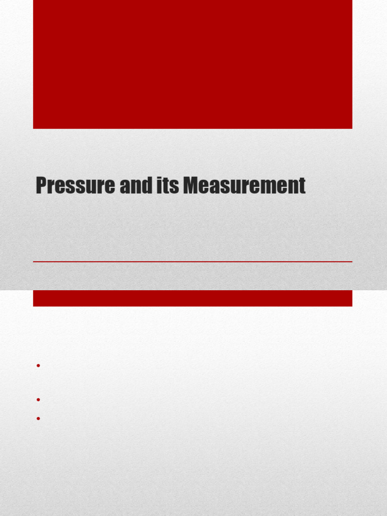 Pressure & Its Measured | PDF