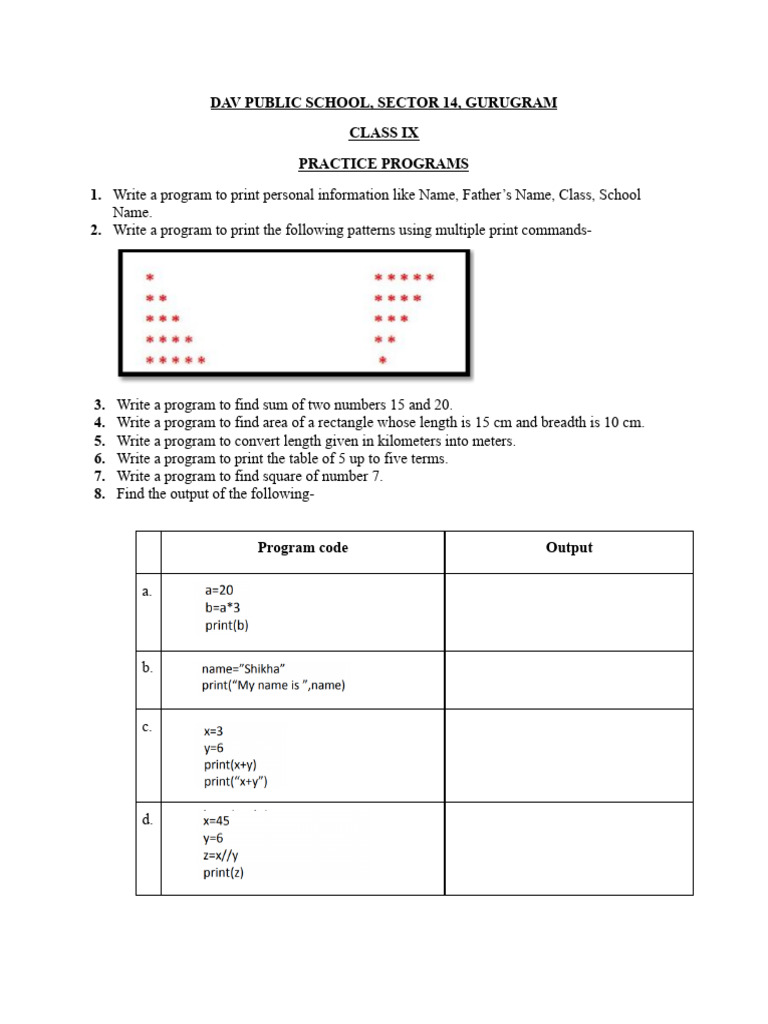 Class 9 - Python Program List | PDF | Computer Programming