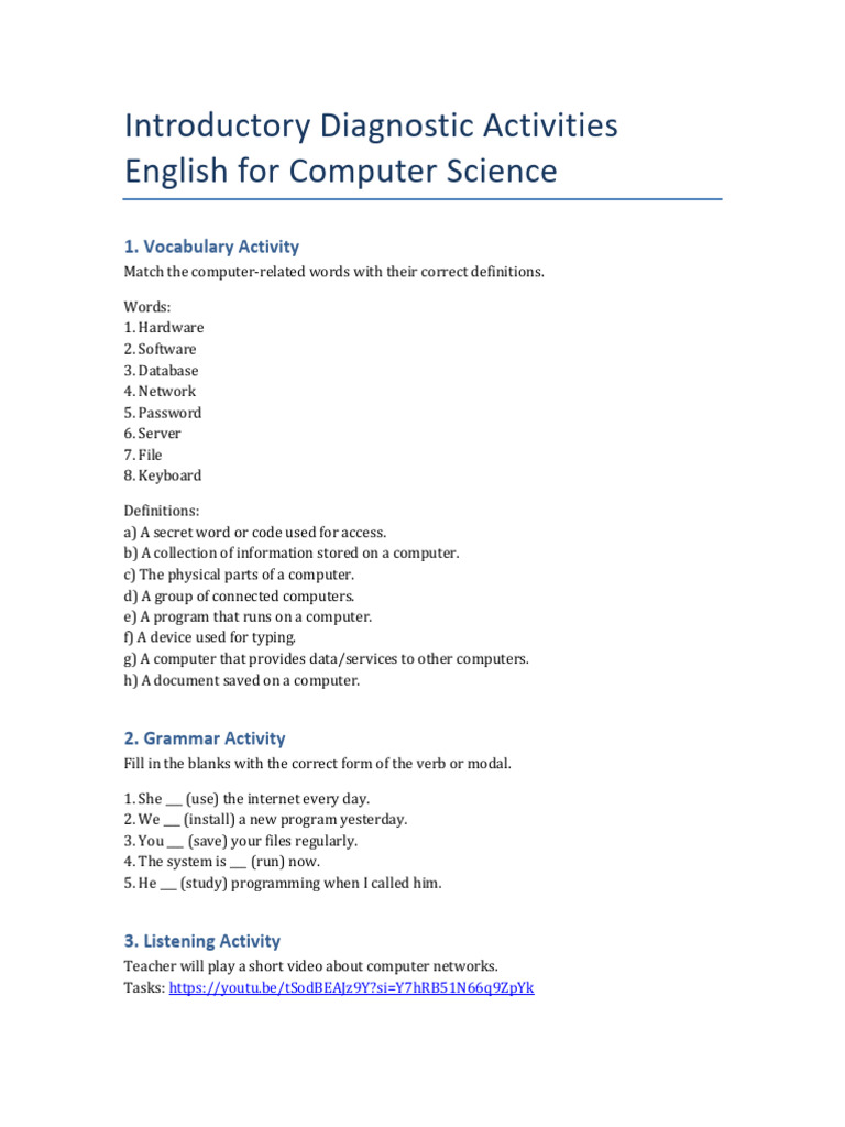 Intro to Computer Science Activities | PDF