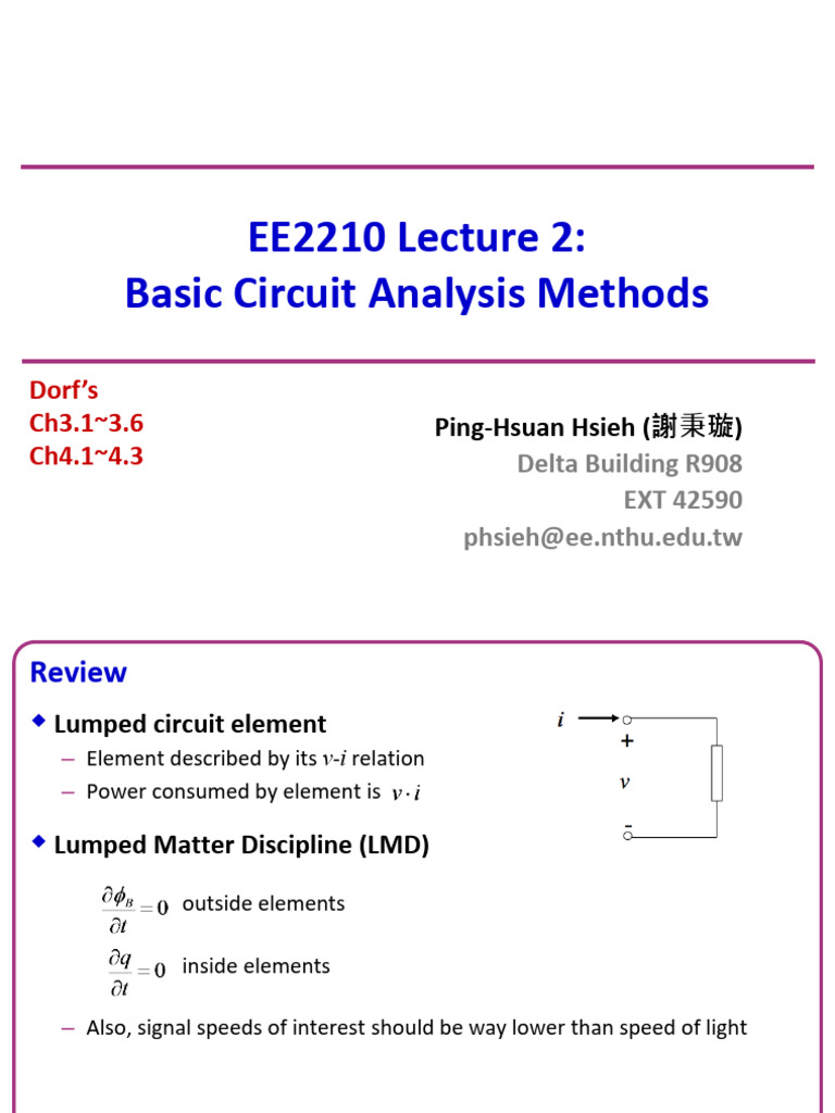 EE2210 L2 Basic Circuit Analysis Methods | PDF | Electrical Network ...