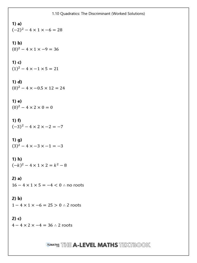 110 Quadratics - The Discriminant - As | PDF | Algebra | Mathematics