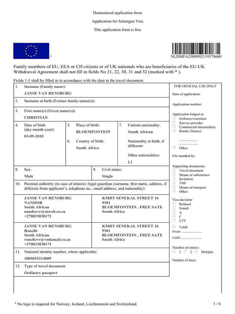 Schengen Visa Application Form Guide | PDF | Travel Visa | European ...