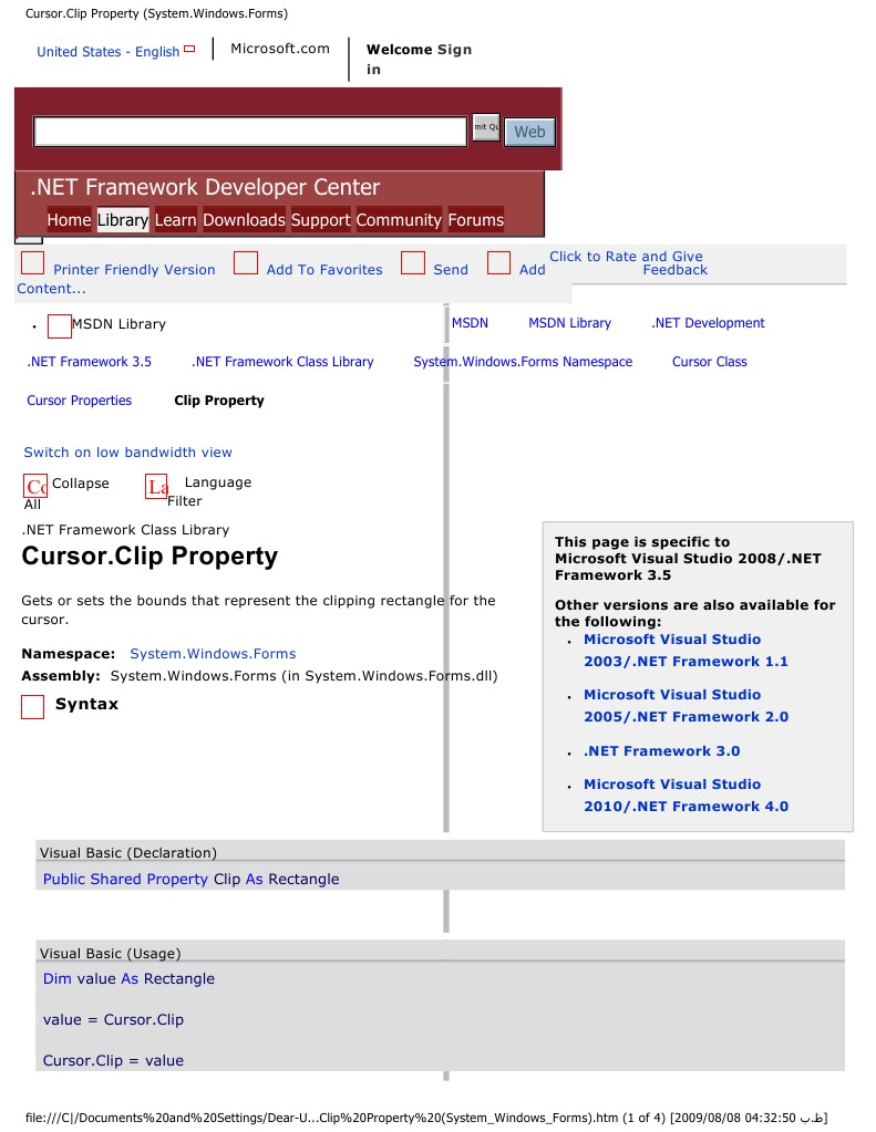 Cursor Clip Property (System Windows Forms) | Download Free PDF ...