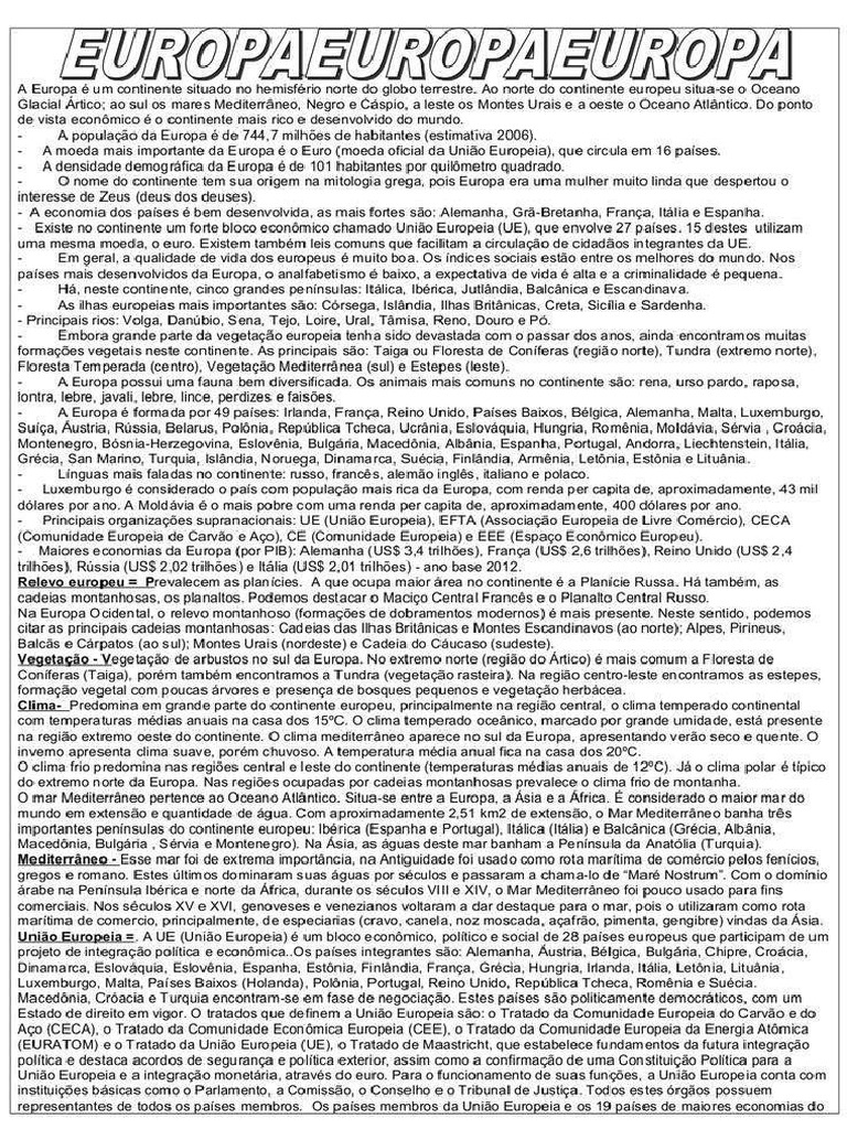 Conteúdo Completo Europa | PDF