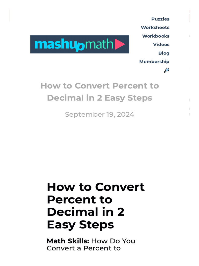 Convert Percent to Decimal: A Guide | PDF | Percentage | Mathematics