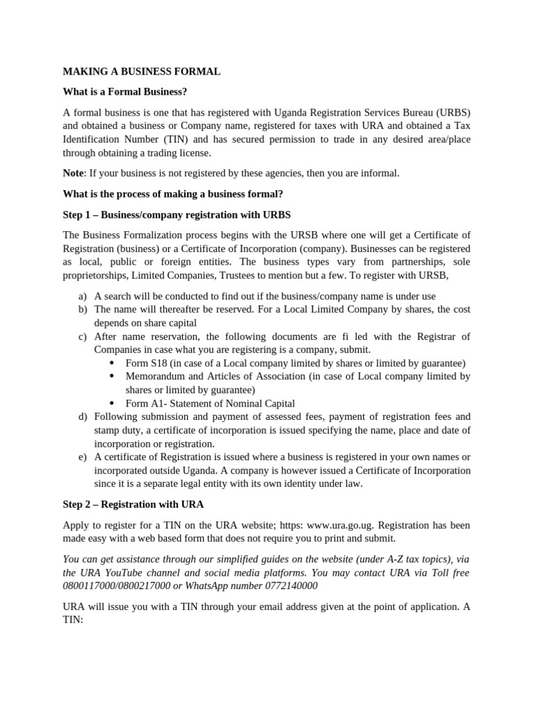 Making A Businesss Formal | PDF | Identity Document | License