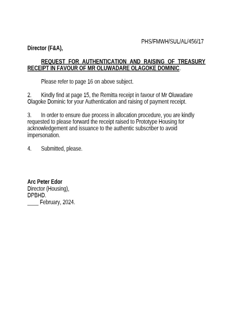 Treasury Receipt Authentication Requests | PDF | Business Documents ...