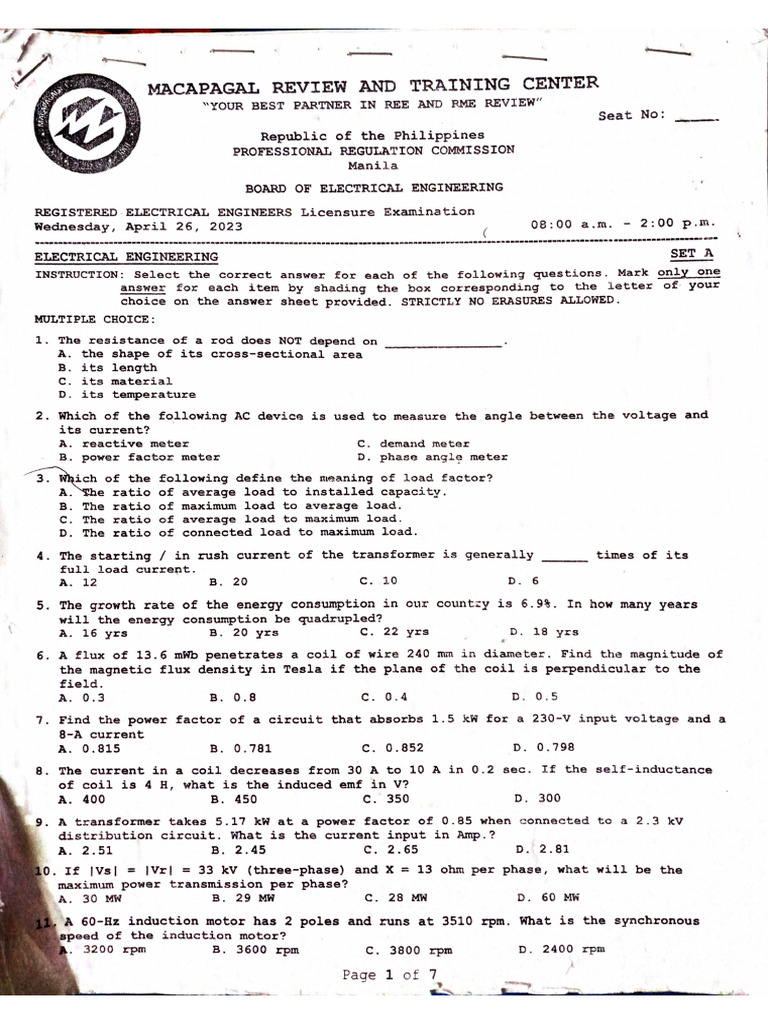 Ee Refresher Set A W - Solvings | PDF