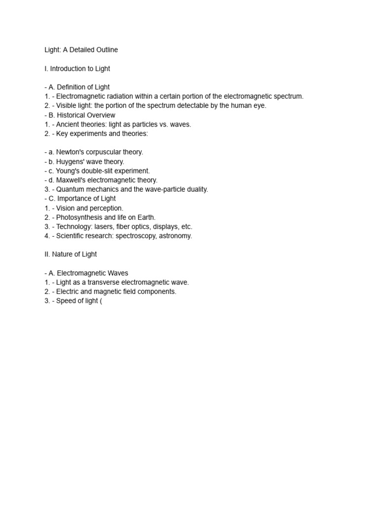 Light - A Detailed Outline | PDF