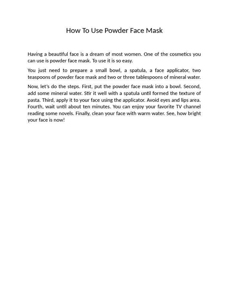 Using Powder Face Masks Effectively | PDF