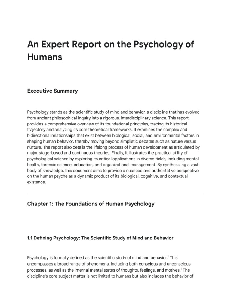 Overview of Human Psychology Insights | PDF | Psychology | Cognitive ...