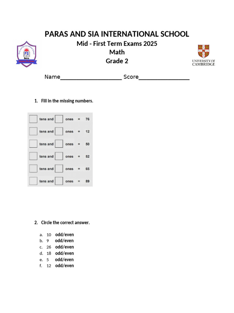 Midterm Math 1 | PDF