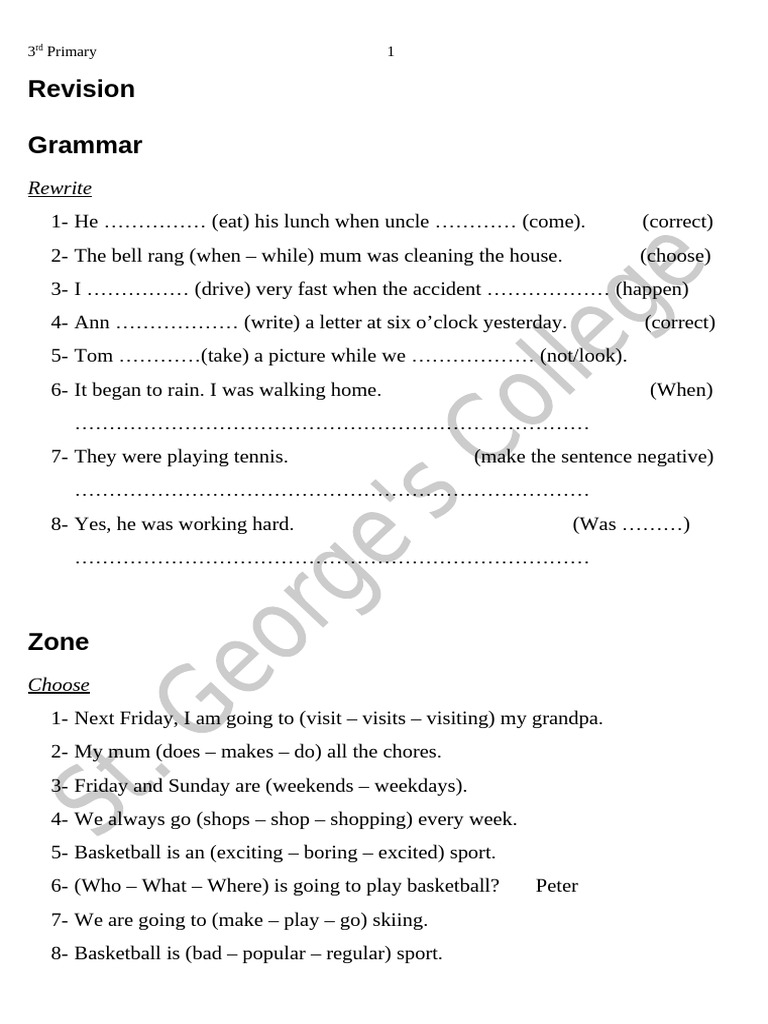 Revision 1 - English Zone | PDF