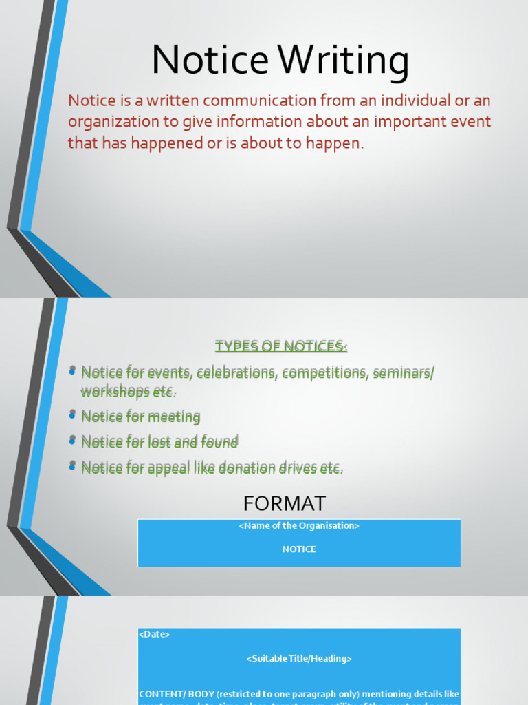 Notice Writing Guidelines and Examples | PDF