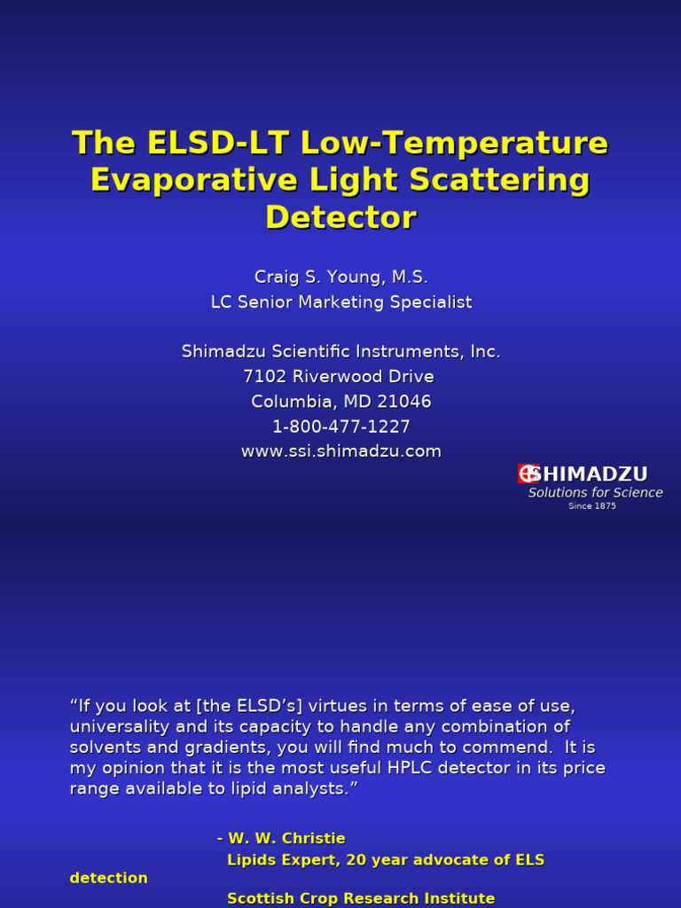ELSD-LT Detector Overview and Benefits | PDF | High Performance Liquid ...