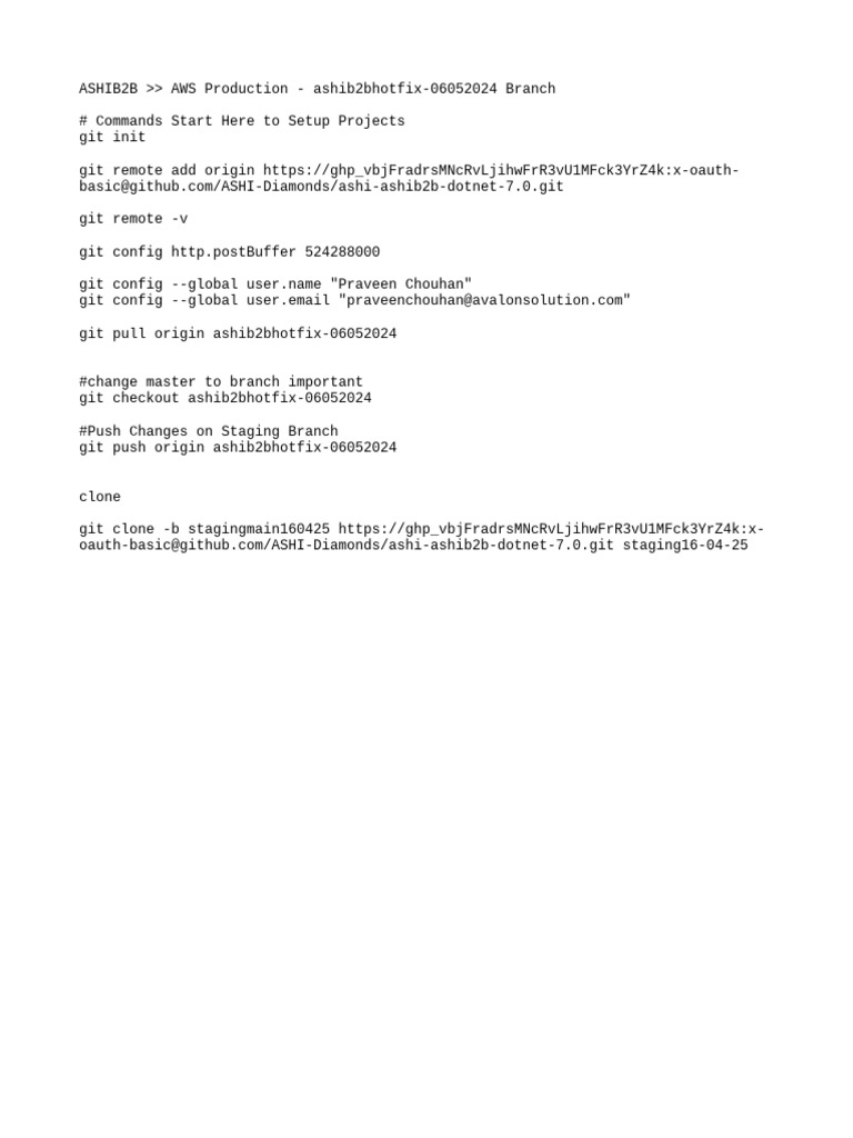 Git Project Setup Commands Ashib2b Betadevlopment | PDF