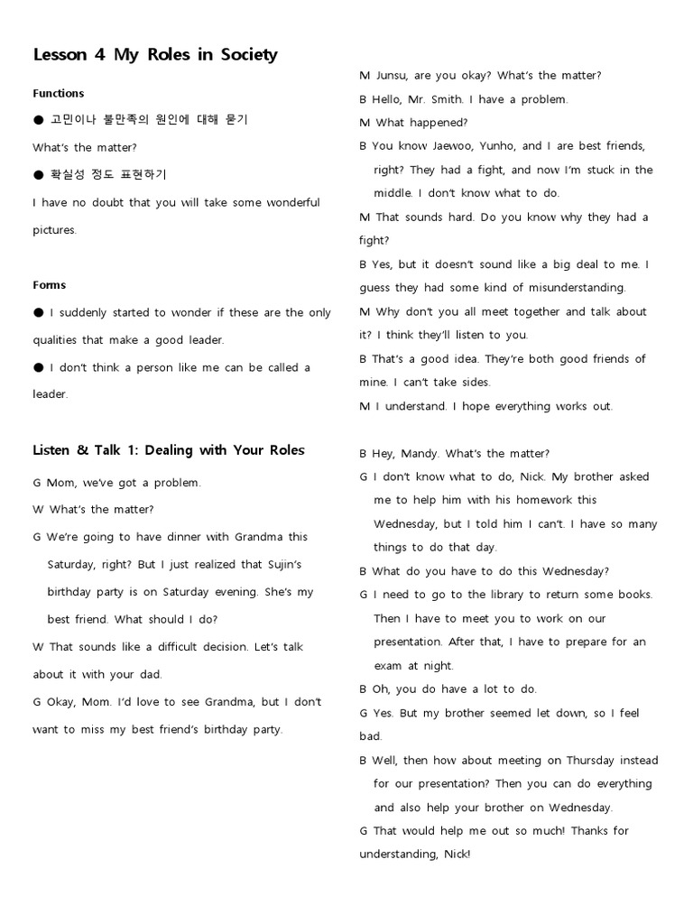 Lesson 4 My Roles in Society | PDF | Leadership