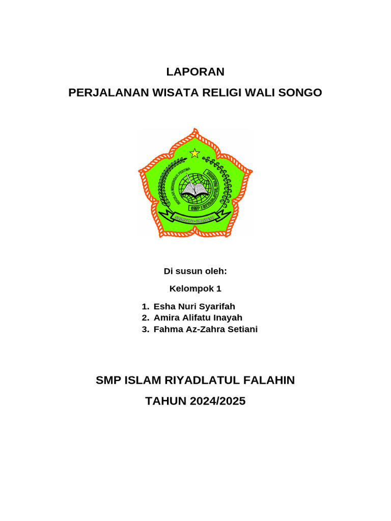 Laporan Study Tour Wali Songo SMP | PDF