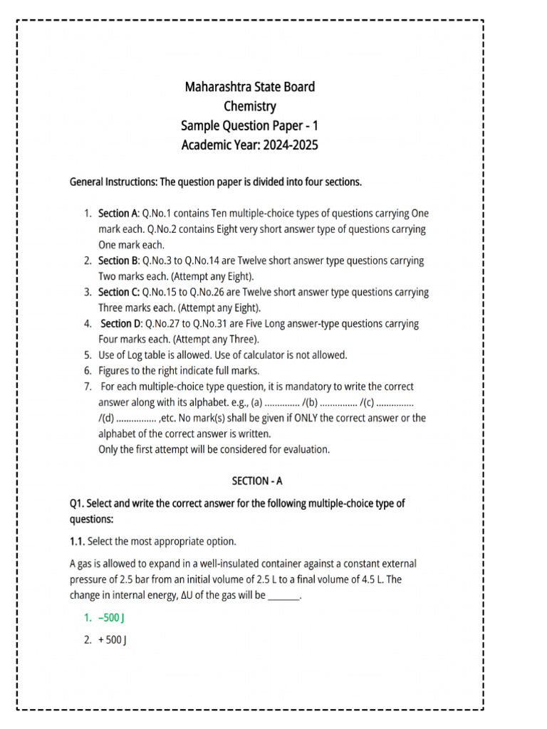 Chemistry Sample QP | PDF