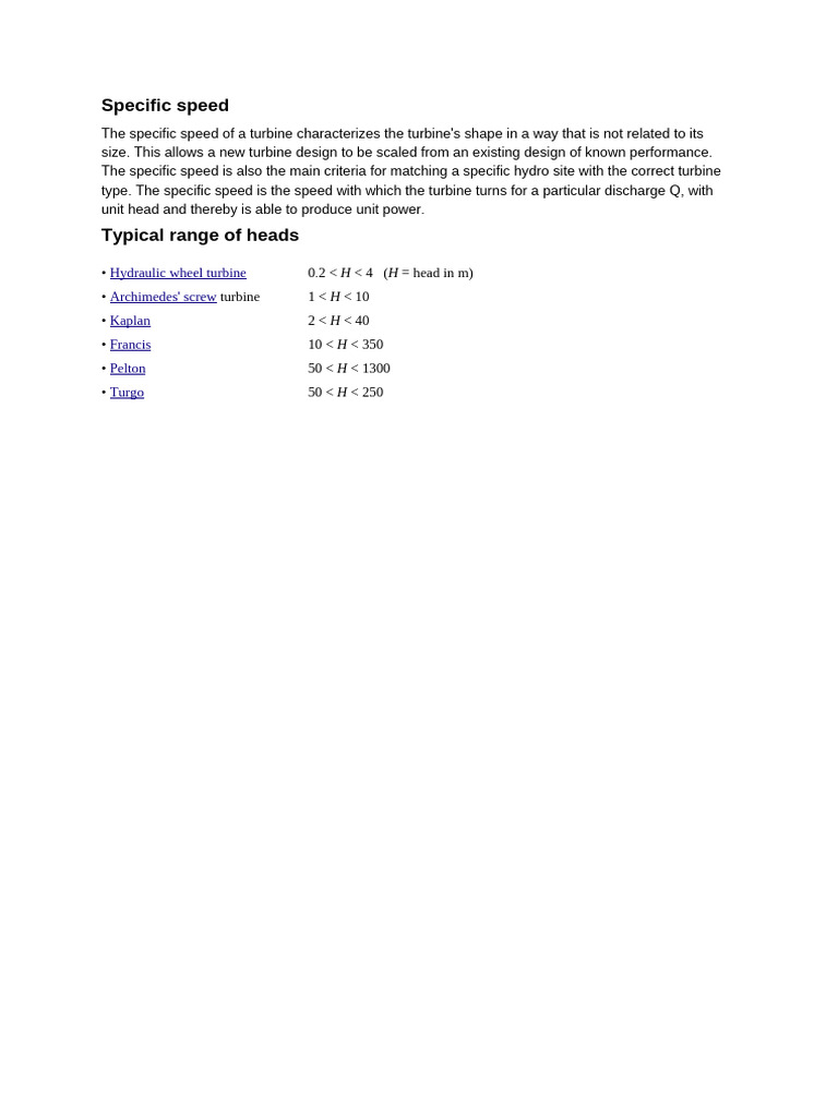 Understanding Turbine Specific Speed | PDF