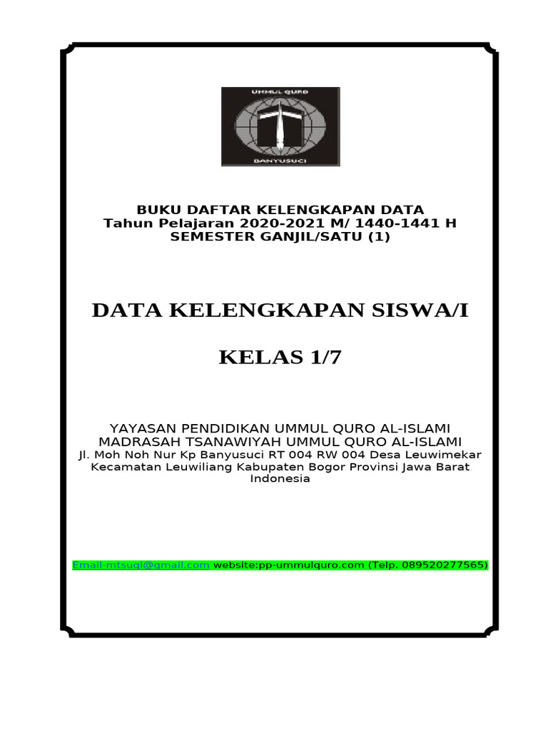 1 Cover Absen Kelas 1 Pa | PDF