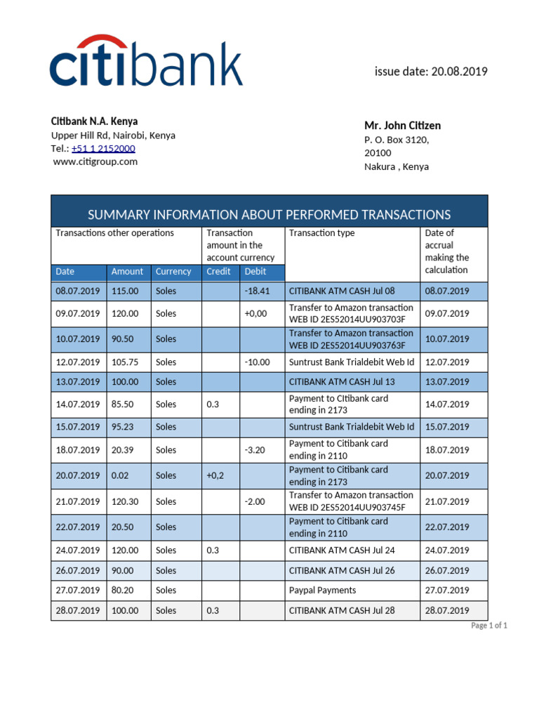 Kenya Citibank | PDF | Payments | Cash
