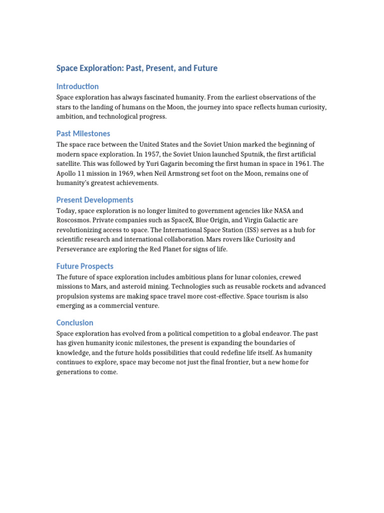 Space Exploration: History and Future Insights | PDF