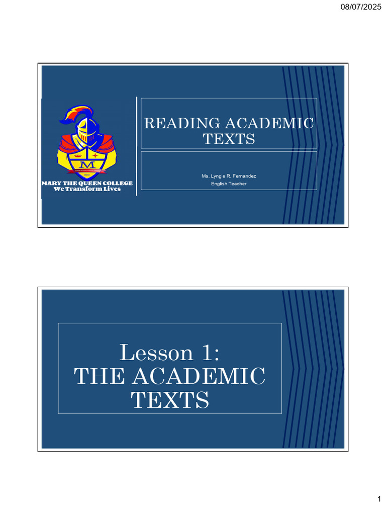 Understanding Academic Texts Types | PDF | Thesis | Essays
