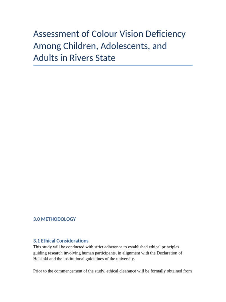 Colour Vision Deficiency Study in Rivers | PDF | Informed Consent ...