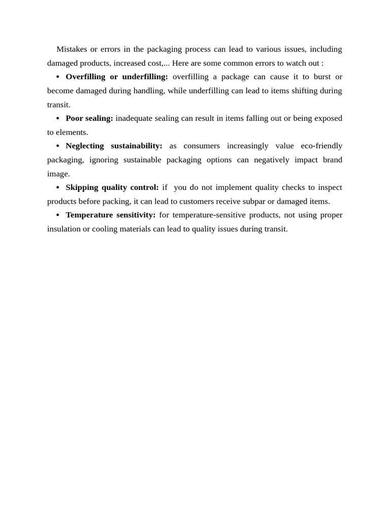 Common Packaging Process Errors | PDF