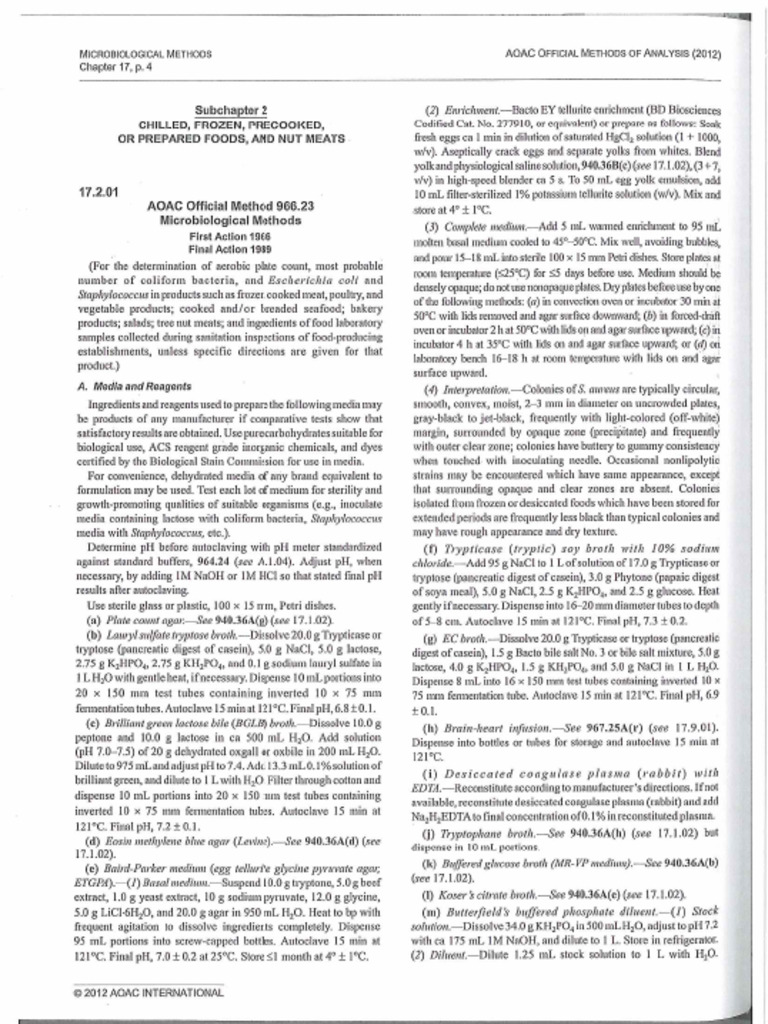 Aoac Official Method 966.23 Logical Methods Chi | PDF