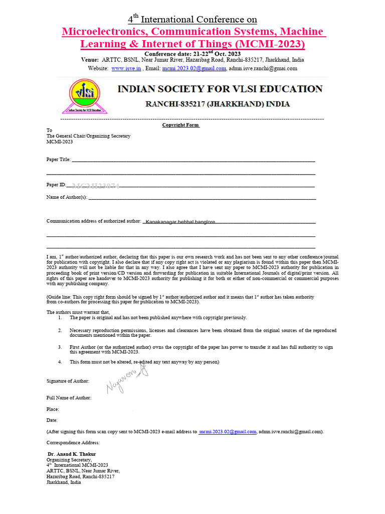 Copy Right Form MCMI 2023 | PDF | Copyright Law