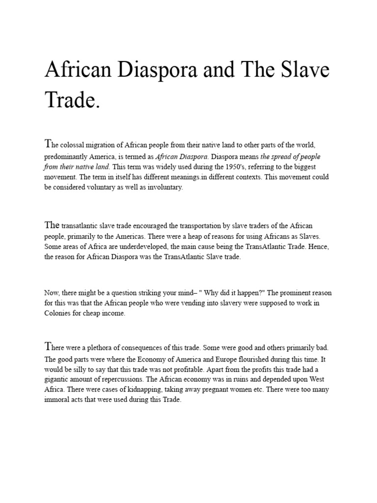African Diaspora and Slave Trade Impact | PDF | Atlantic Slave Trade ...