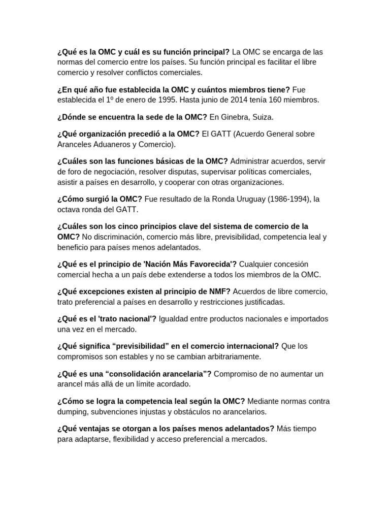 Funciones y Principios de la OMC | PDF
