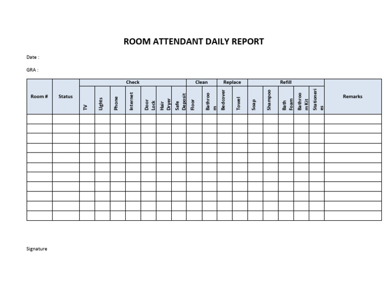 Daily Room Attendant Report | PDF